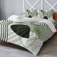 4 Piece Duvet Cover Set Queen, Abstract Mid Century Green Color Block ...