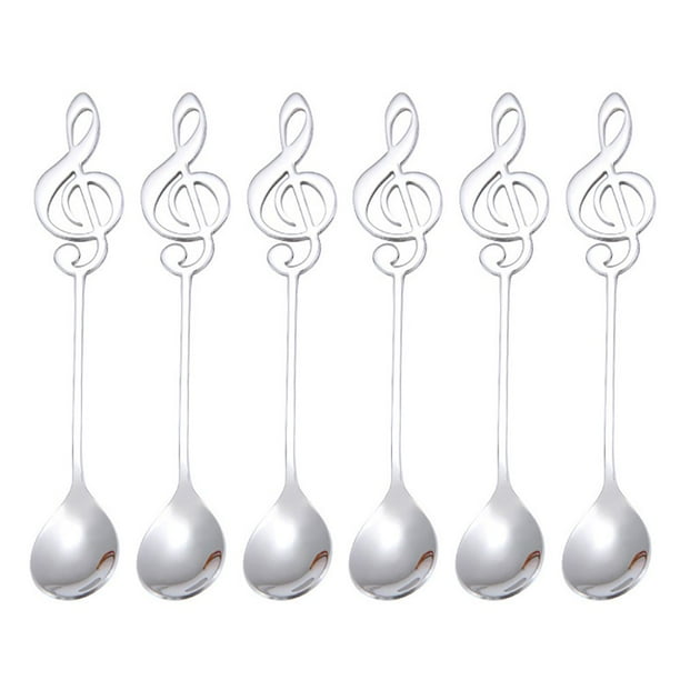 AMERTEER Music Note Spoons Stainless Steel Creative Musical Notation Shaped Coffee Spoons ...