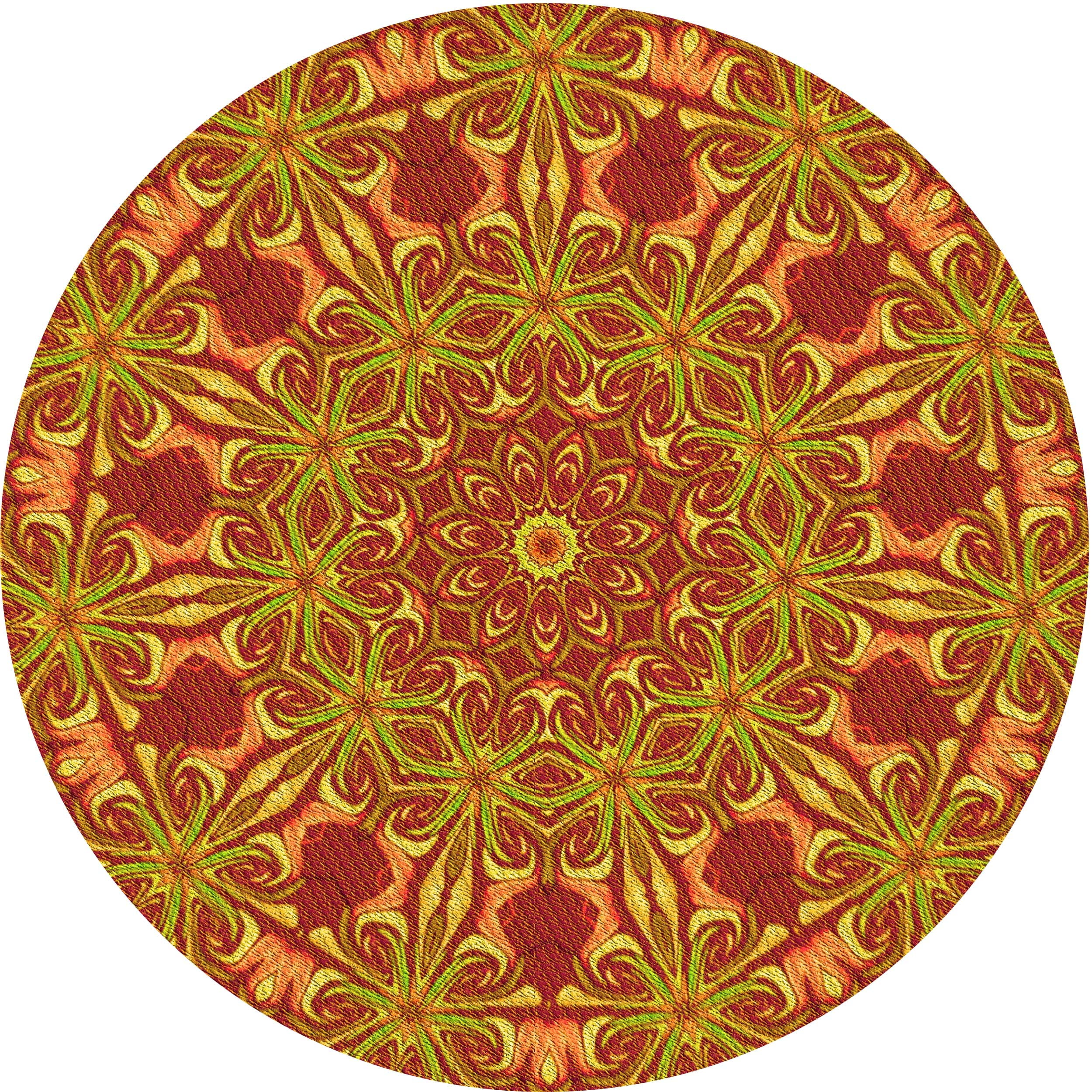 Ahgly Company Indoor Round Patterned Neon Red Area Rugs, 8' Round ...