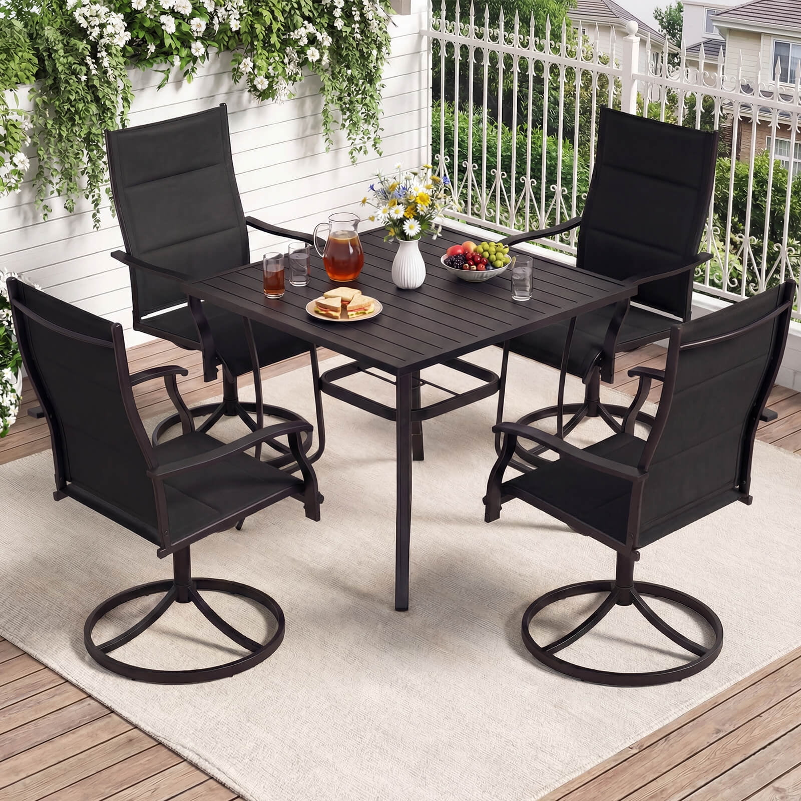 Click here for Costway 5pcs Outdoor Dining Set  4 Swivel Chairs &... prices