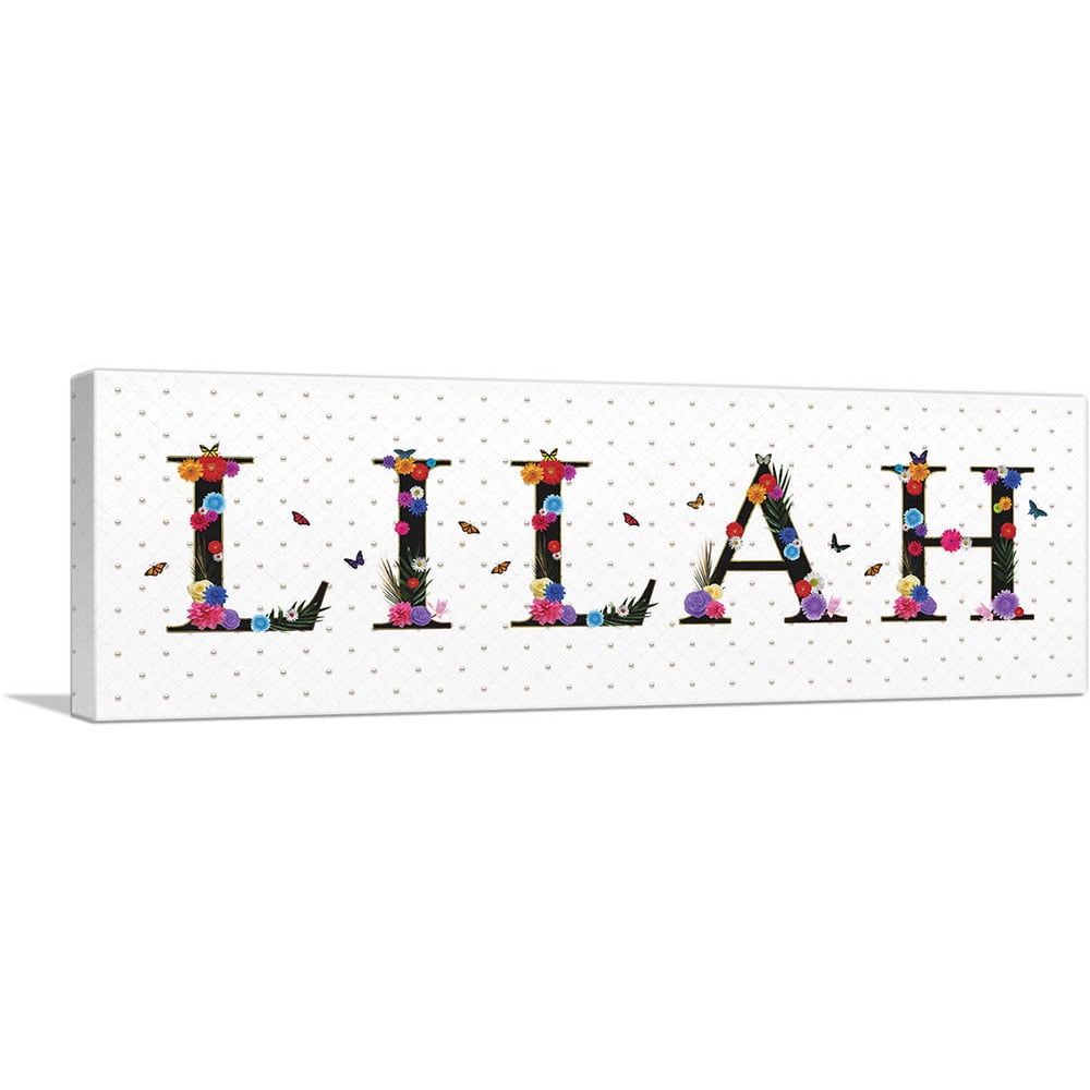 ARTCANVAS LILAH Girls Name Room Decor Canvas Art Print - Size: 60" x 20 ...