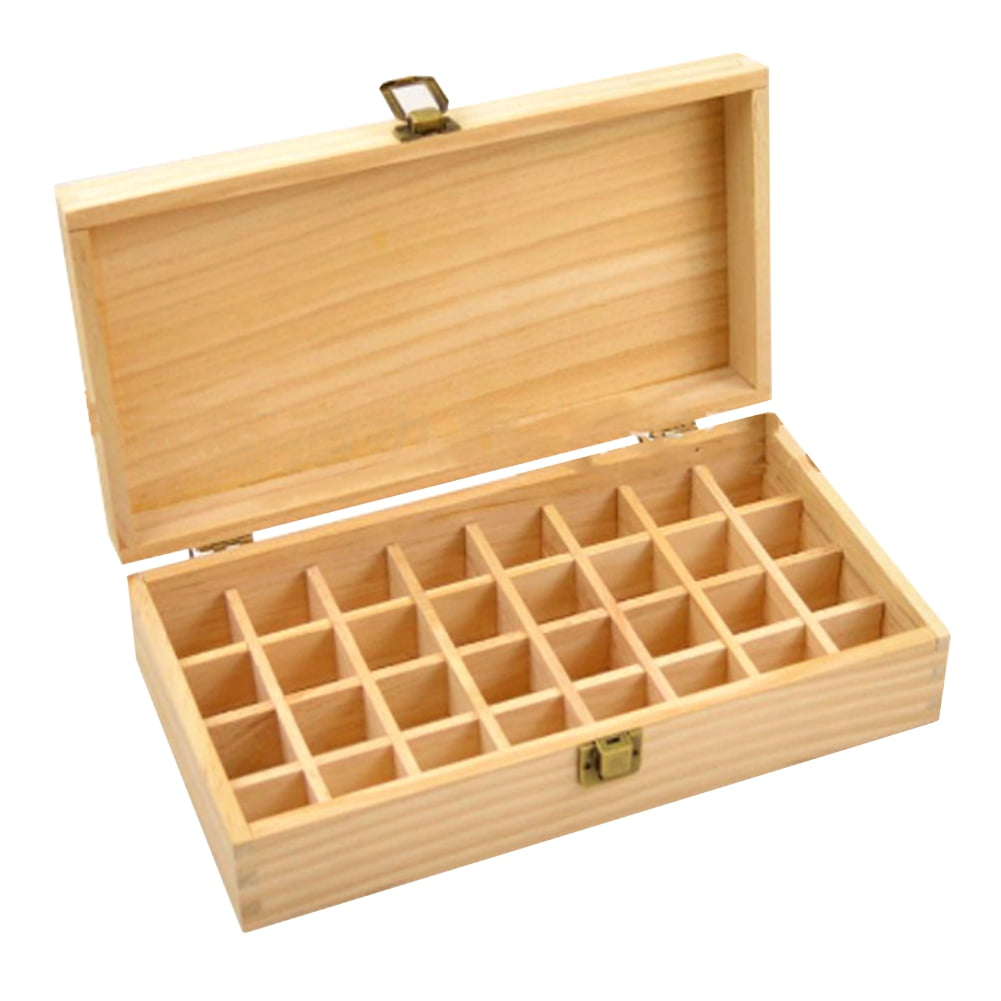 Wooden Essential Oil Box Container Organizer Solid Natural Wood Storage ...