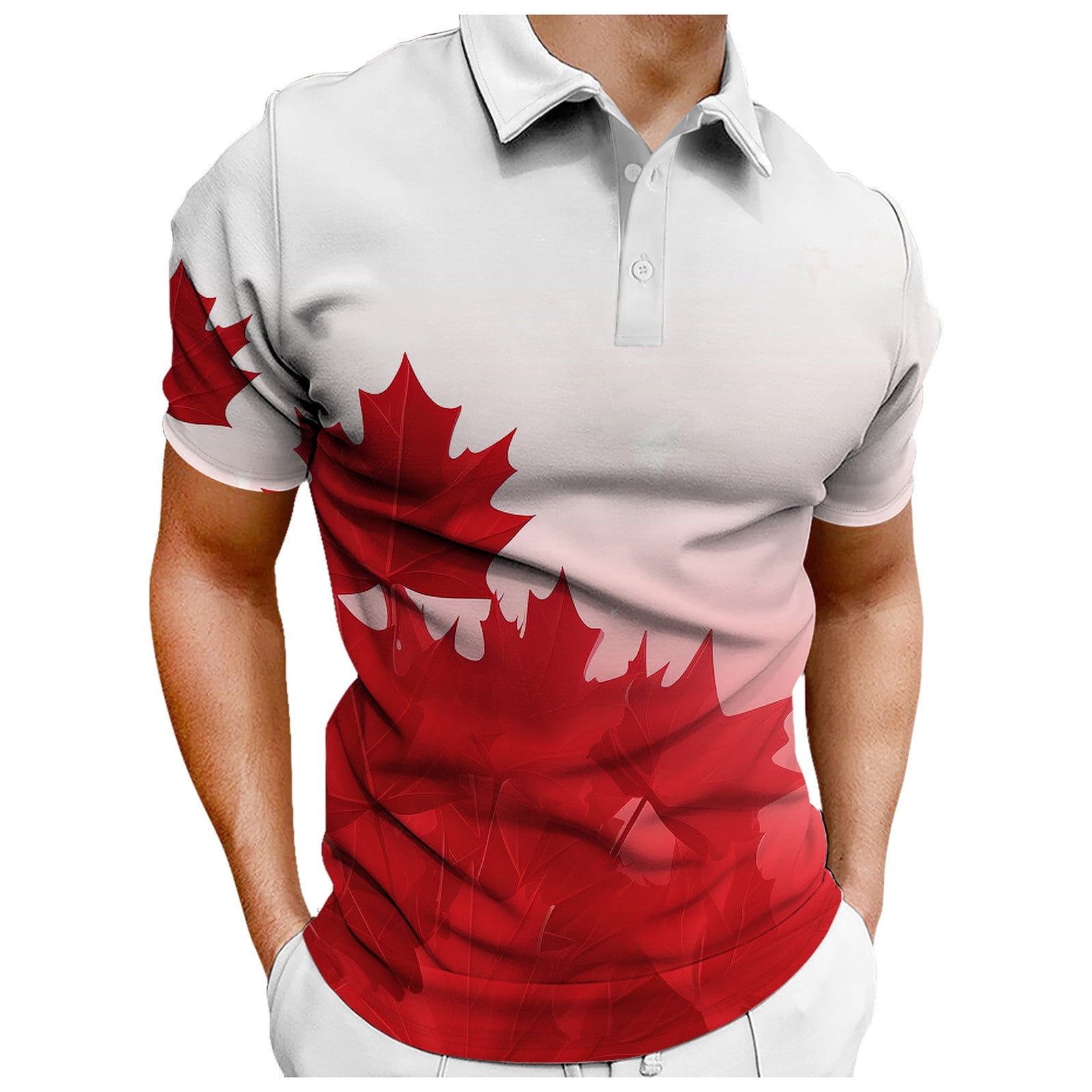 Click here for Yueve Mens Canada Flag Golf Shirts Maple Leaf Shor... prices