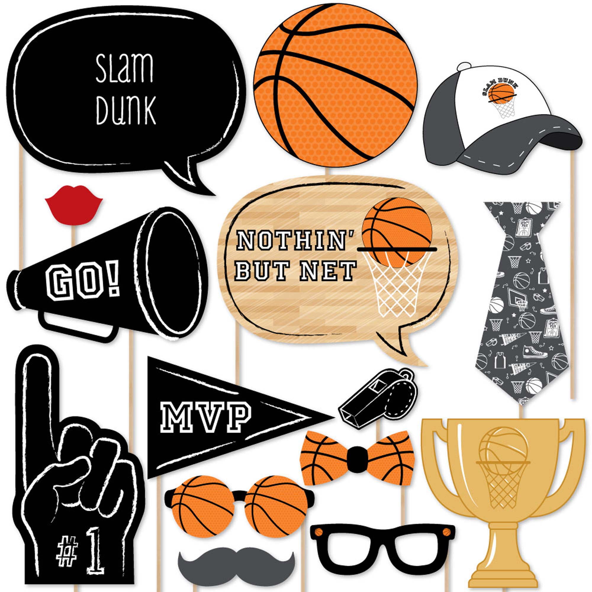 Big Dot of Happiness Nothin' but Net - Basketball Photo Booth Props Kit ...