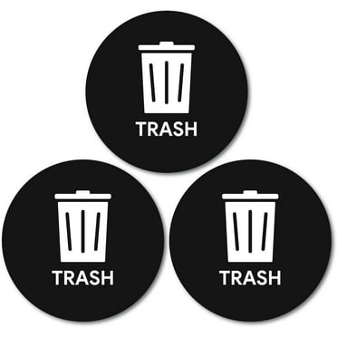 2 Pcs Waste Bin Stickers Container Circle Recycle and Garbage Sign ...