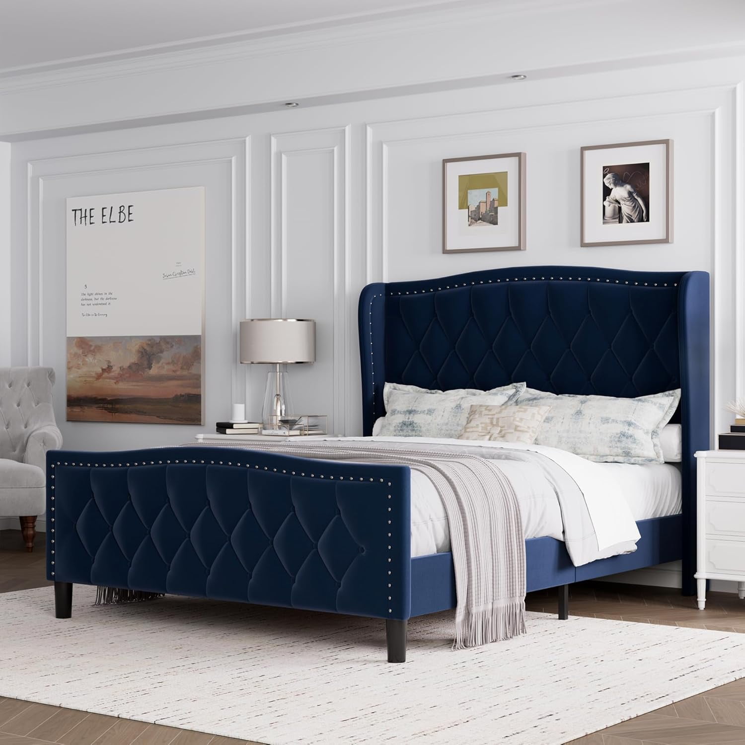 Click here for Idealhouse Queen Bed Frame Velvet Upholstered Plat... prices