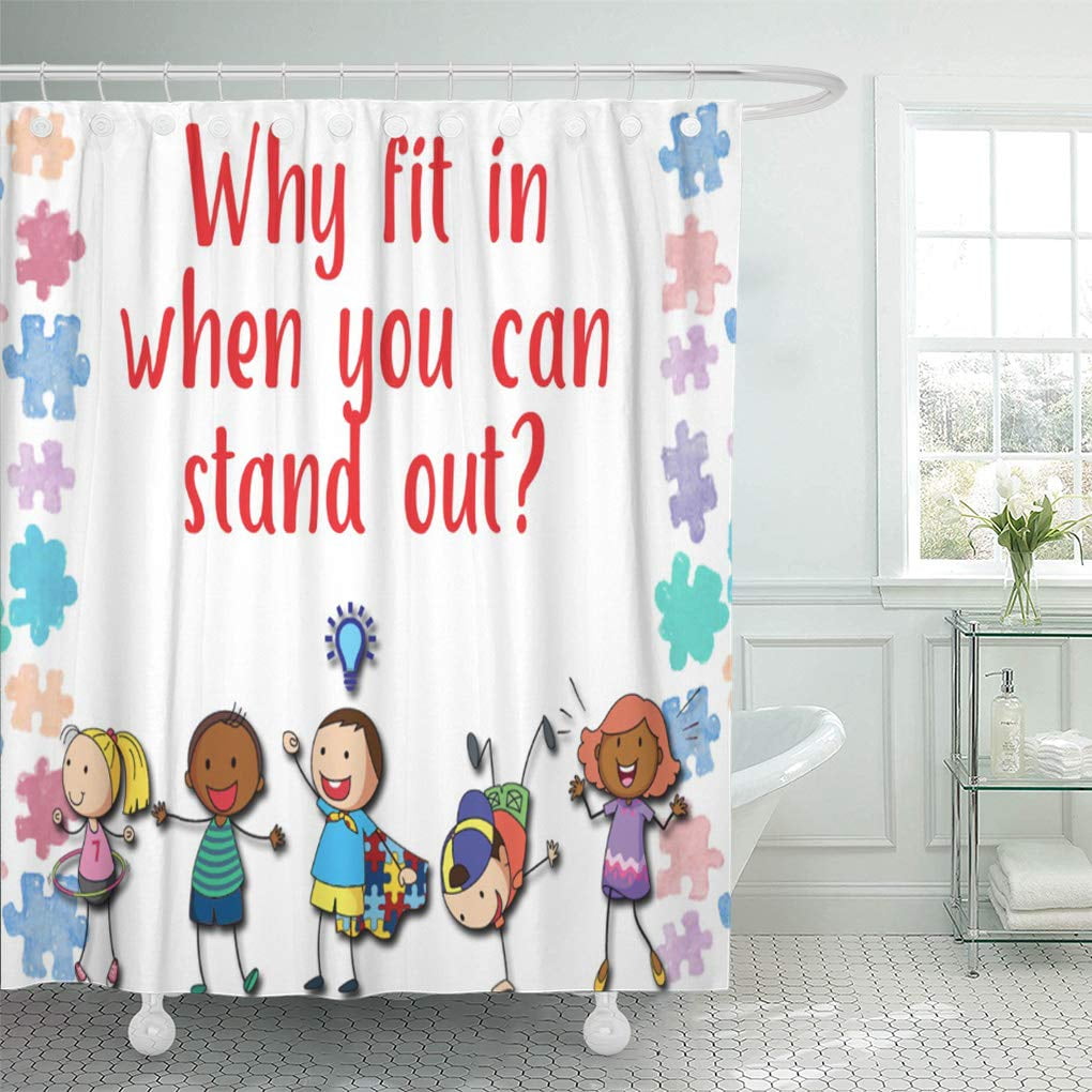 ATABIE Autistic Autism Awareness Why Fit in When You Can Shower Curtain ...