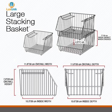 5 Pack Stackable Wire Baskets, Metal Cabinet Organizer for Office ...