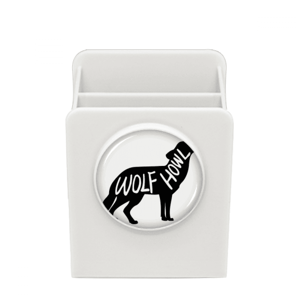 Black Wolf Animal Outline Natural Desk Pencil Holder Cup Pen Organizer ...