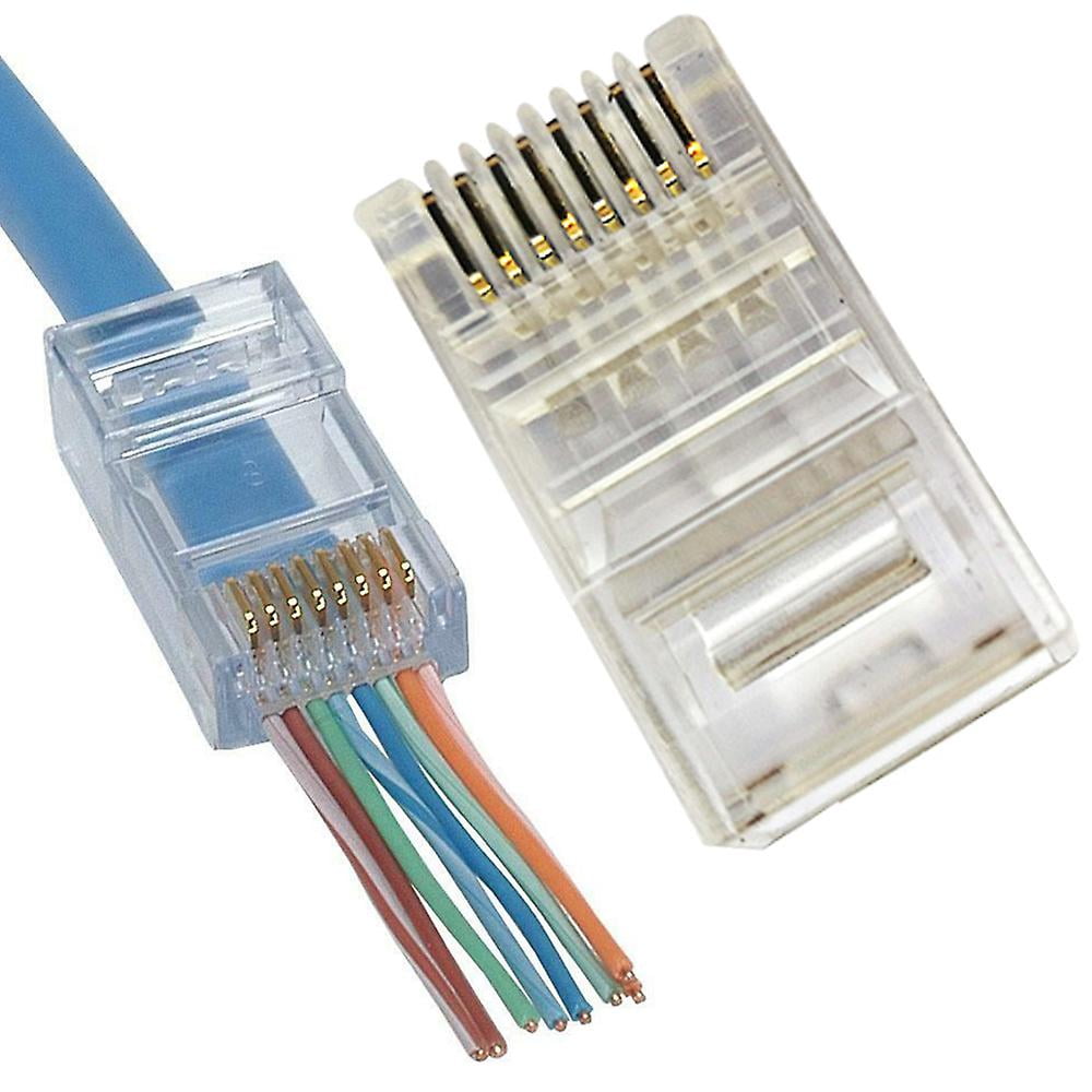 Rj45 Pass Through Modular New Ethernet Cable Plug Network Connector End Cat6 8p8c 100pcs oso de ...