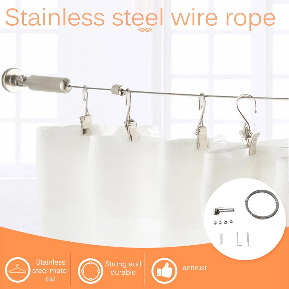 Metal Curtain Wire Rod Set, 15 Feet, Silver - Walmart.com