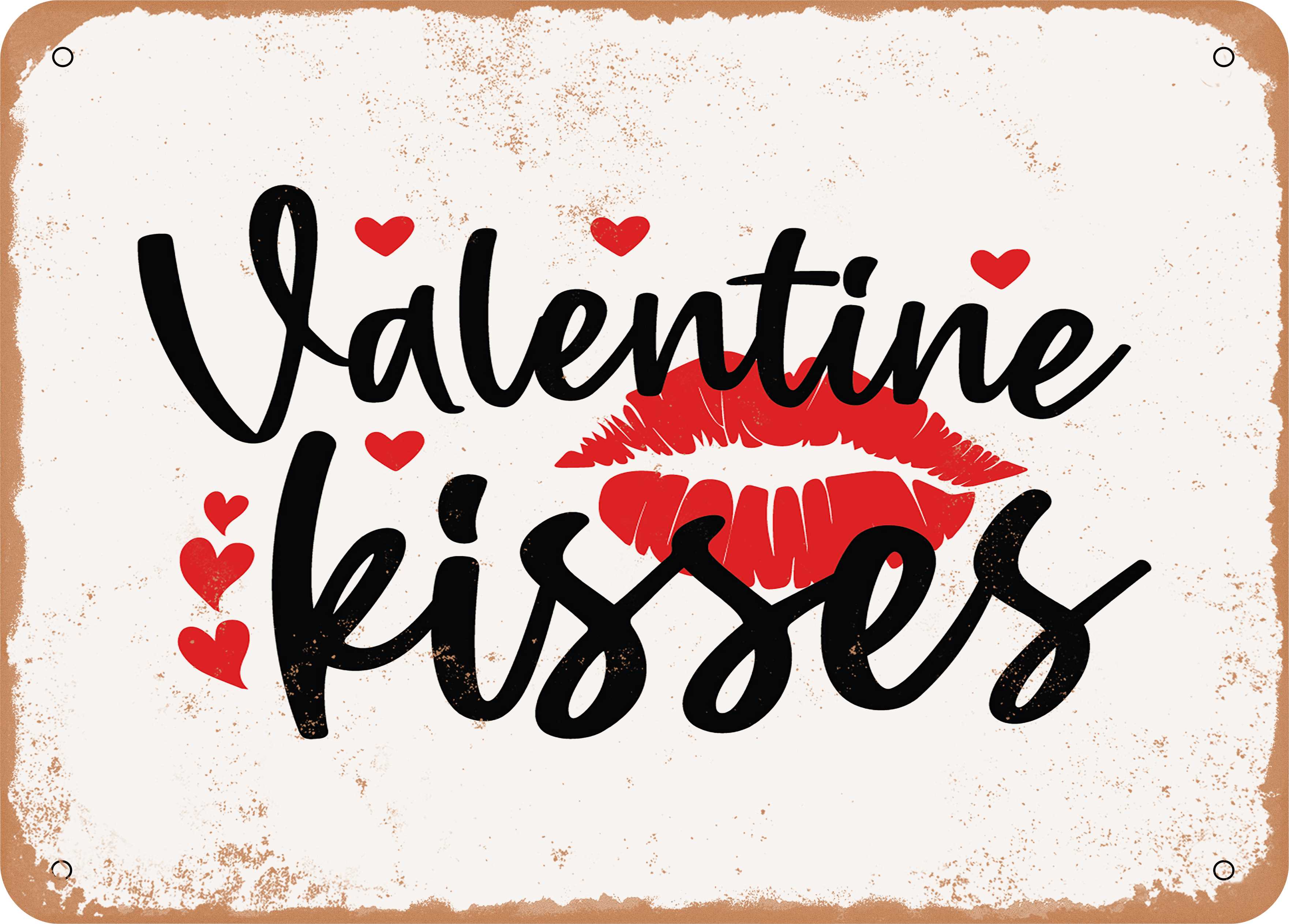 7 x 10 METAL SIGN - Valentine Kisses - 2 - Vintage Rusty Look - Walmart.com