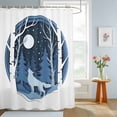 Bathroom Shower Curtain Winter Wolves Blue Pine Tree Forest Waterproof ...