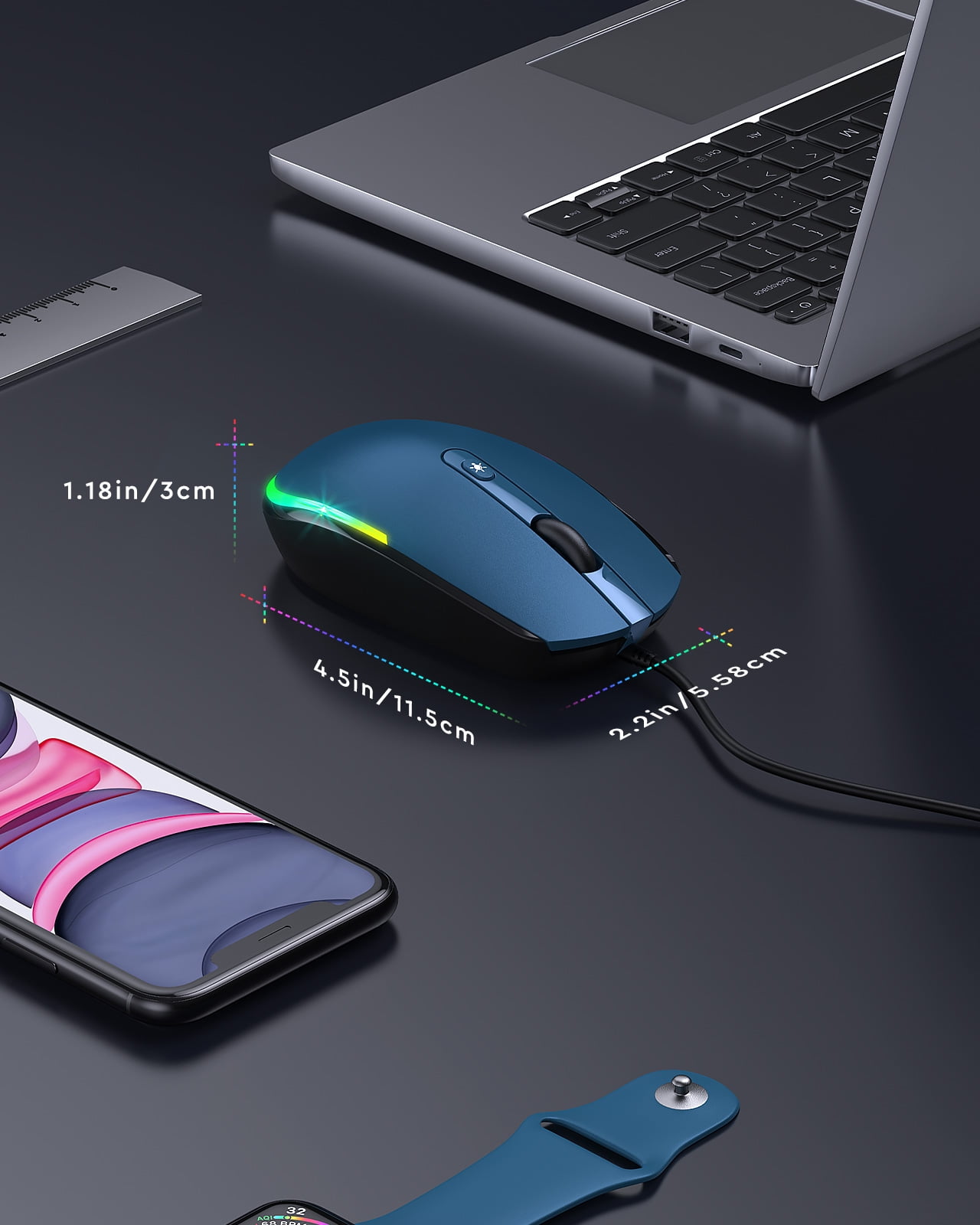 Mäuse 1600 DPI USB Kabelgebundene Maus für Laptop/PC/Computer/Mac Blau ...