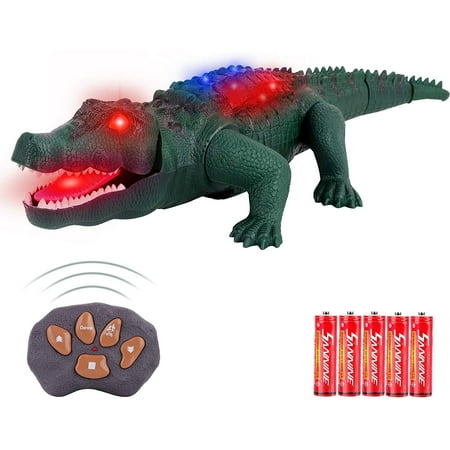 FiGoal Remote Control Crocodile with LED Lights, Walking, and Roaring ...
