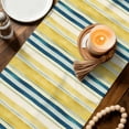 Blue Yellow Striped Table Runner Linen Burlap Table Runner 120 Inches ...