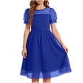 Babcutegg Girls' Solid Color Round-Neck Mesh Dress With Short Puff ...