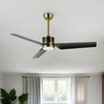LEDET 52 in. Black and Gold Indoor 3-ABS Blades LED Ceiling Fan with ...