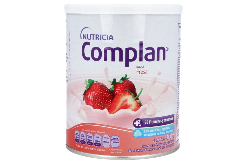 Complan Suplemento Alimenticio, Sabor Fresa, 400 G NUTRICIA Complan ...