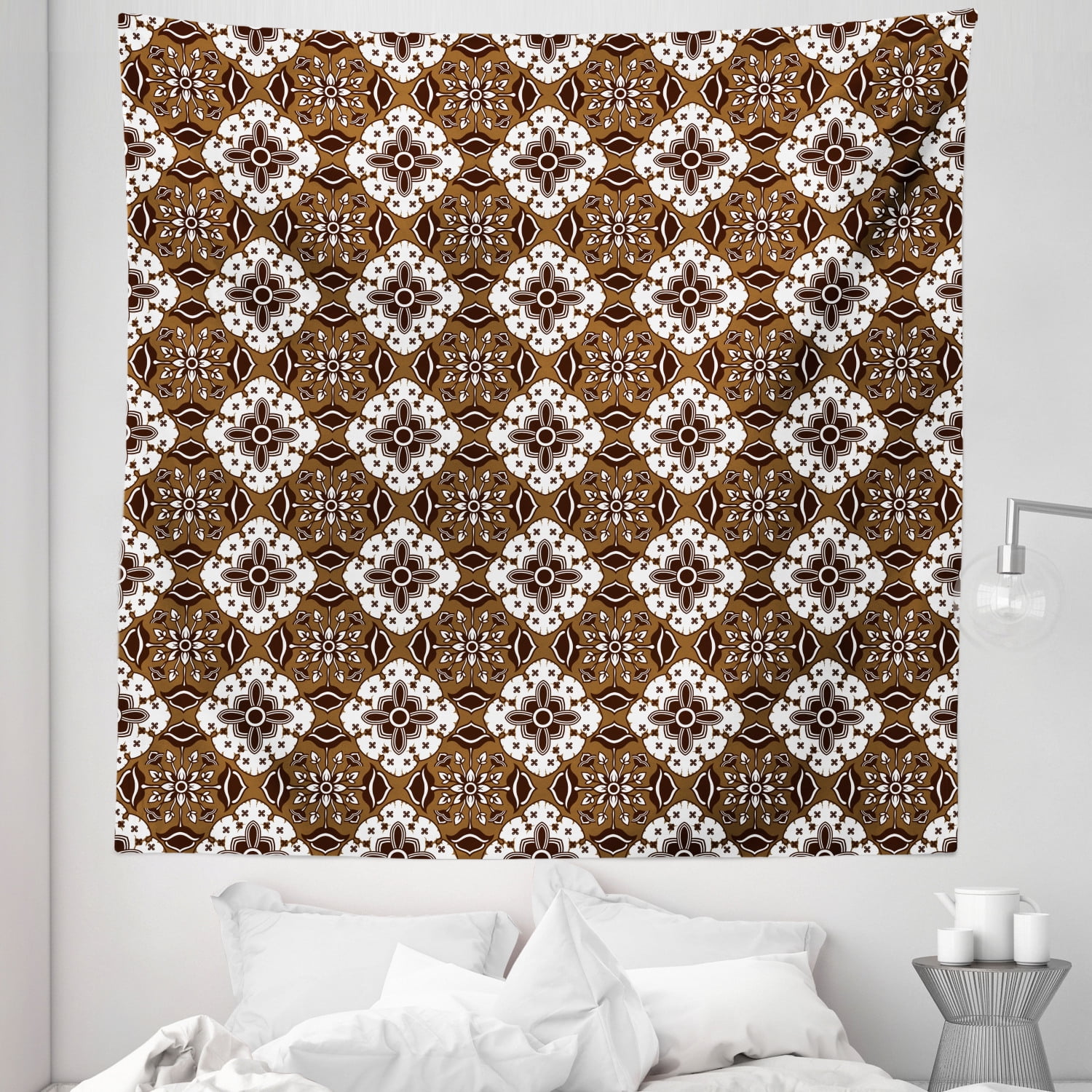Chocolate Tapestry, Brown Toned Ancestral Batik Pattern with Floral ...