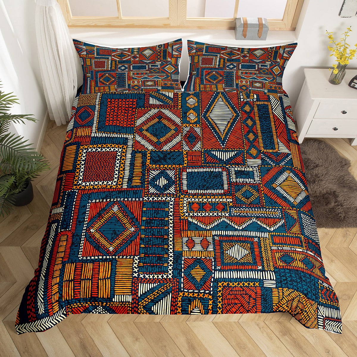 YST Geometry Bedding Set Full Size Abstract Geometric Print Comforter ...