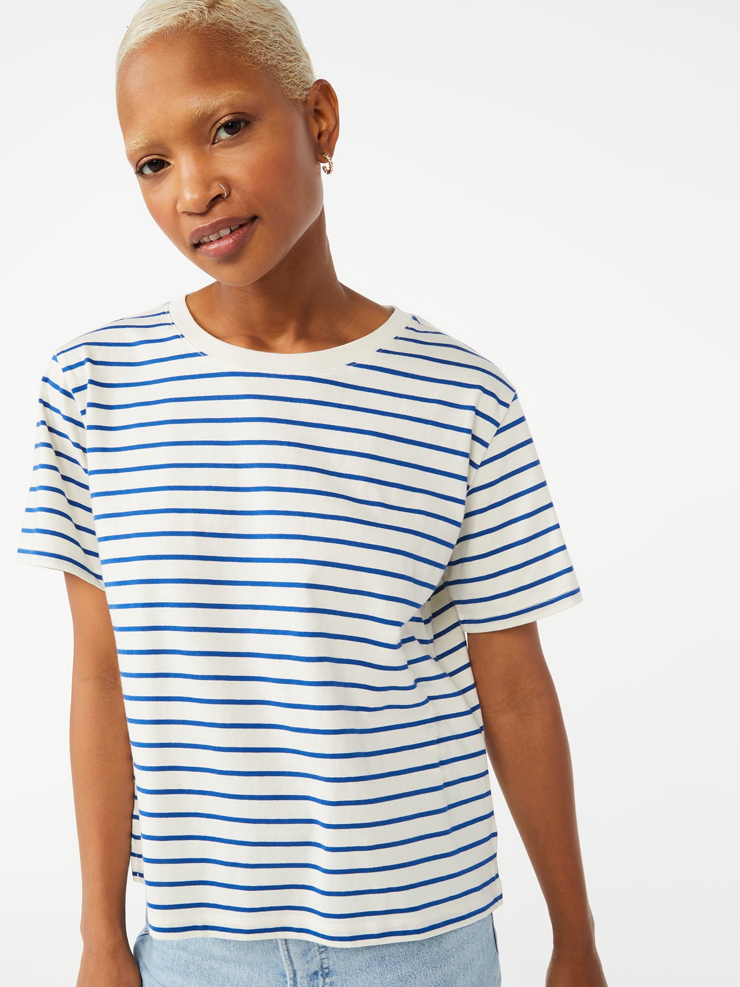 Free Assembly Women's Crop Box Tee with Short Sleeves, Sizes XS-XXXL ...