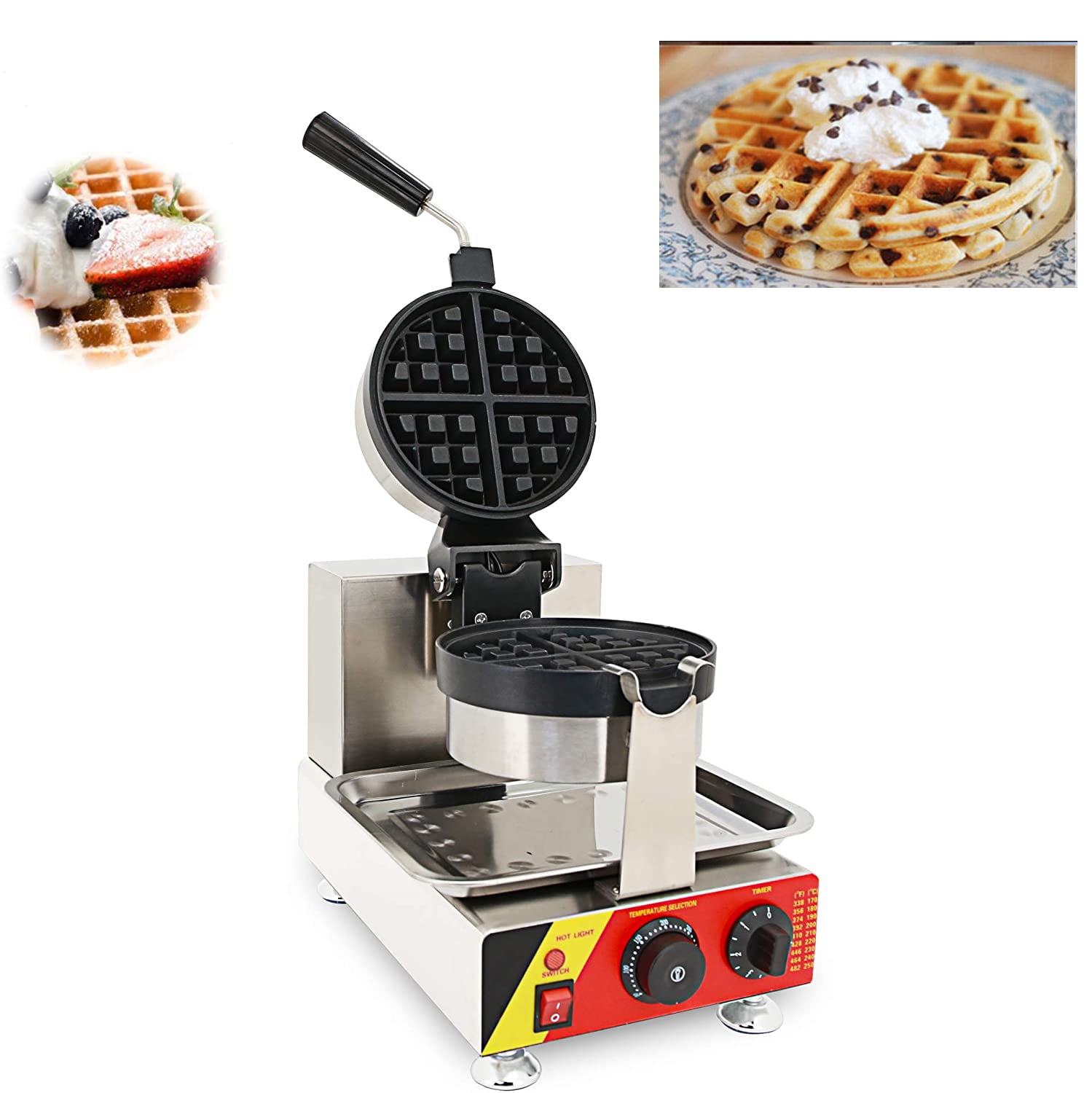 INTBUYING Electric Single Station Rotary Waffle Machine Nonstick Waffle ...