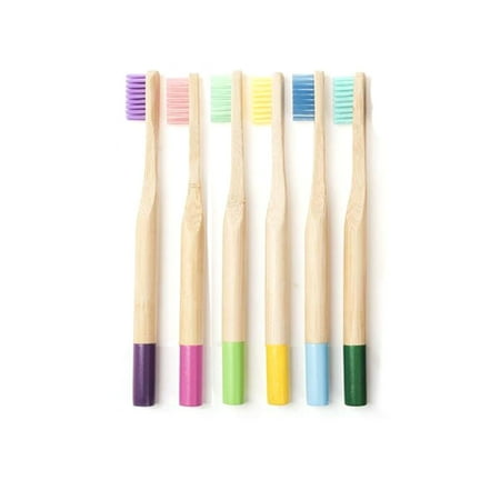 6pcs Manual Toothbrushes Set Oral Care Bamboo with Dense Bristles for ...