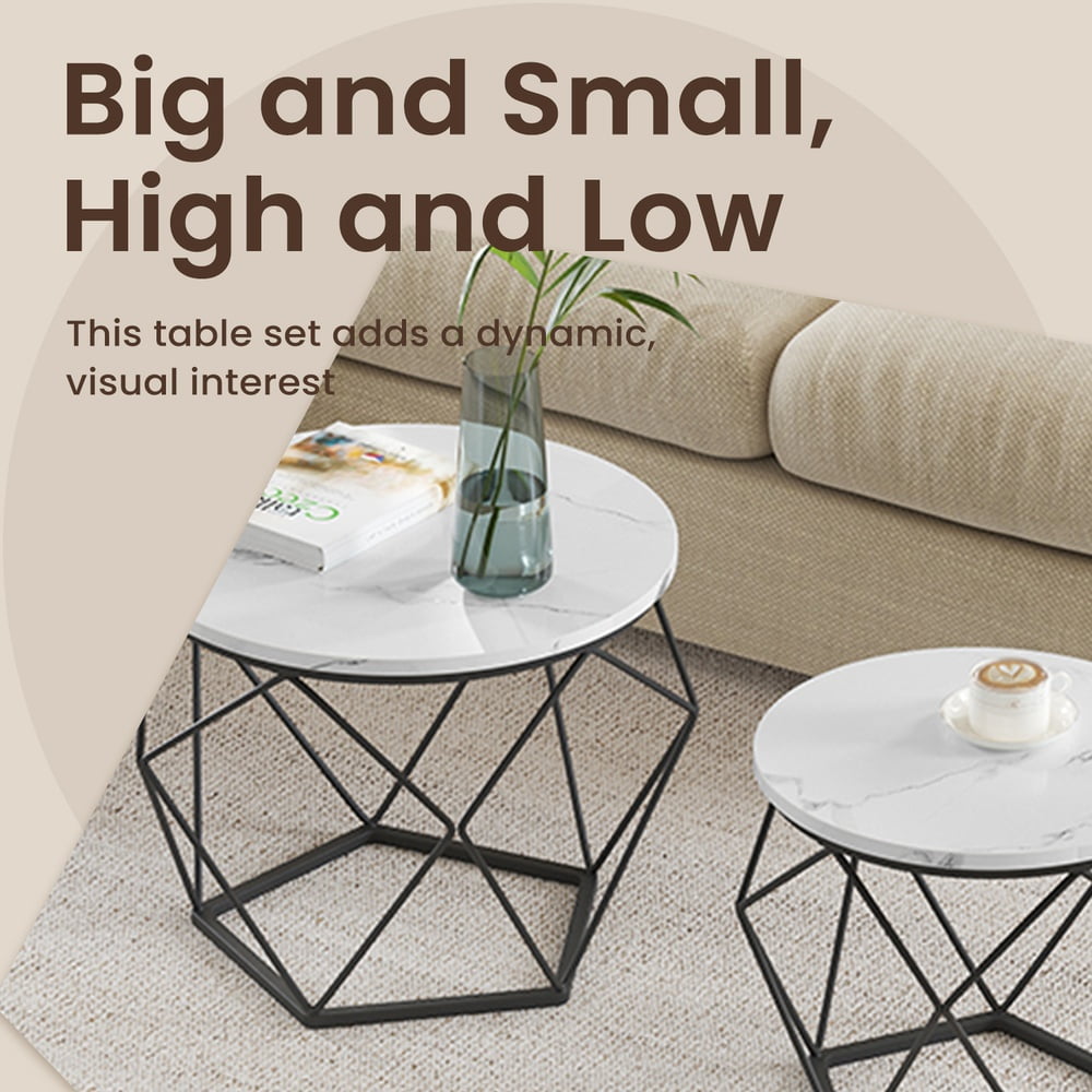 Click here for Vasagle Small Coffee Table Set Of 2  Round Coffee... prices