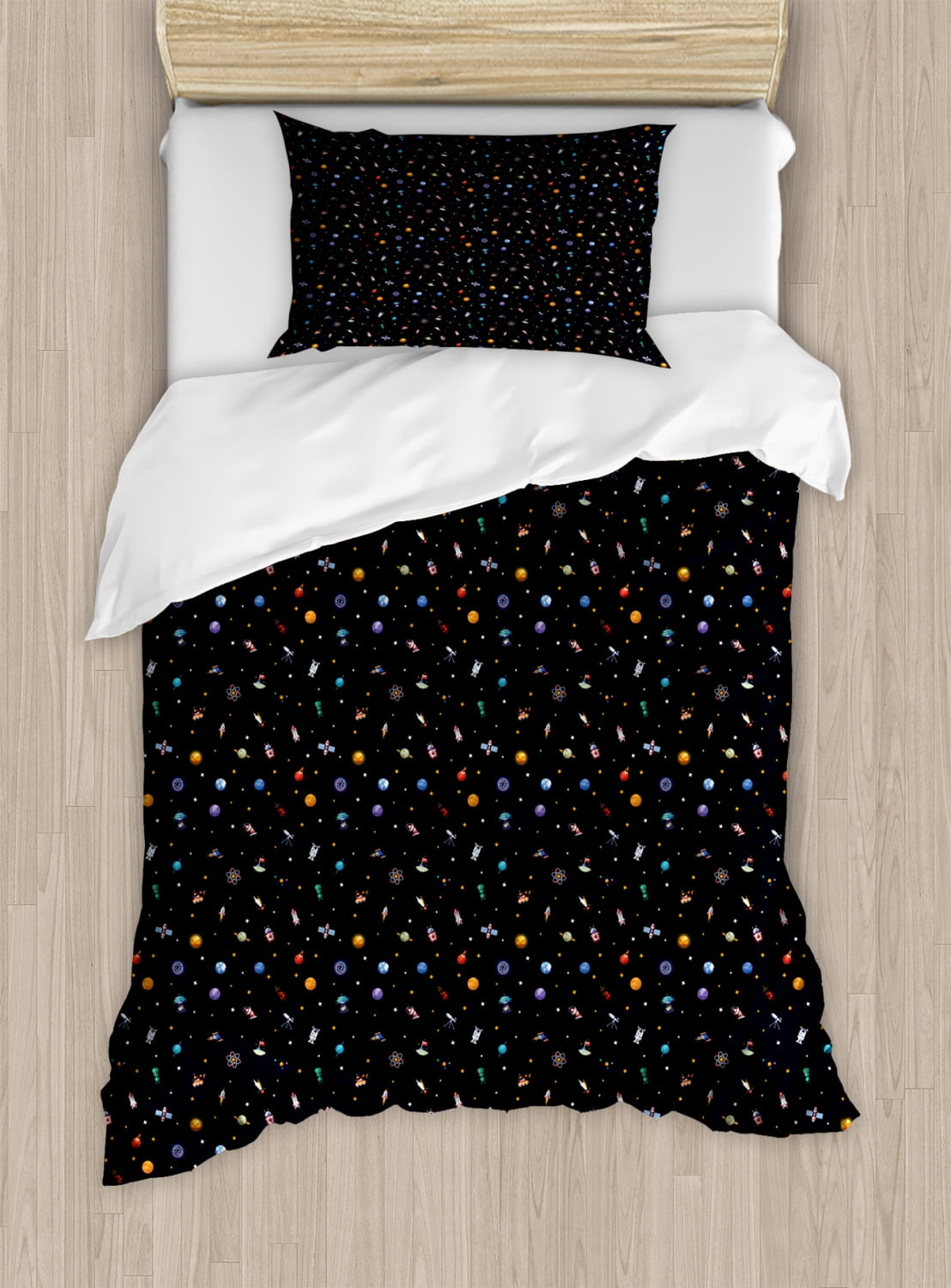 Spaceship Duvet Cover Set Twin Size, Science Fiction Themed Comet Alien ...