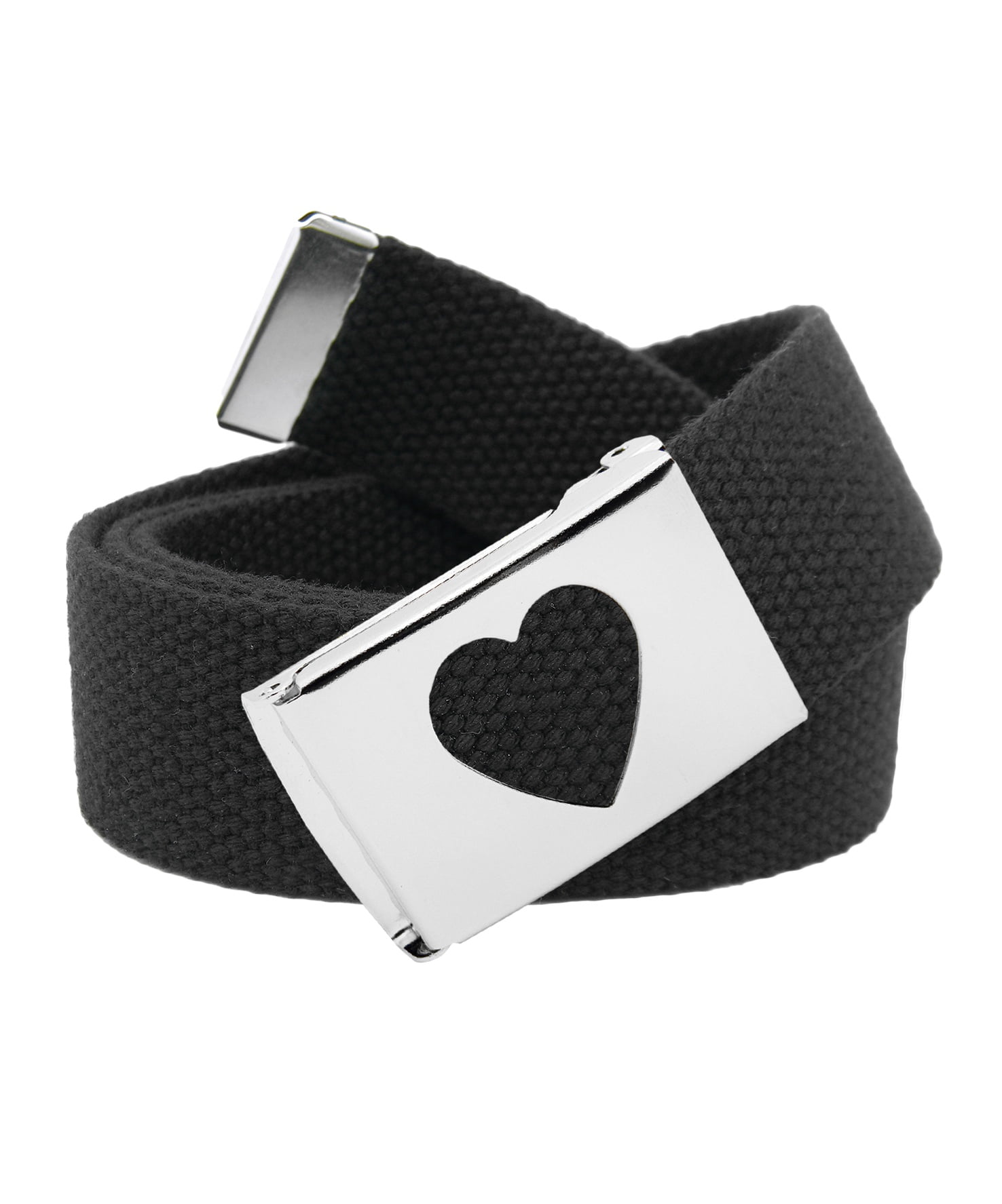 Girls School Uniform Silver Flip Top Heart Belt Buckle with Canvas Web ...