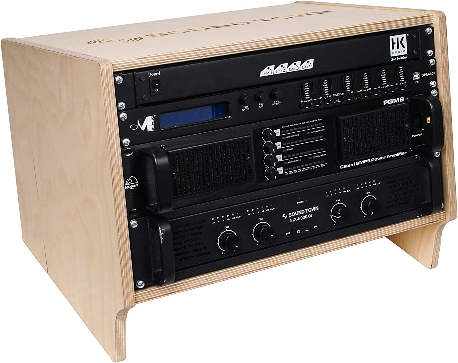 Sound Town DIY 6U Angled Desktop Turret Studio Rack with Baltic Birch ...