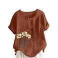 Aimik Women's Plus Size Short Sleeve Blouse Daisy Floral Print Button ...