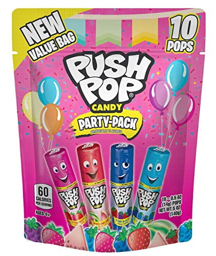 Buy Push Pop Individually Wrapped Lollipop Variety Party Pack - 10 ...