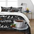 4 Piece Duvet Cover Set Twin, Coffee Bean Cup Cafe Drink on Black Soft ...