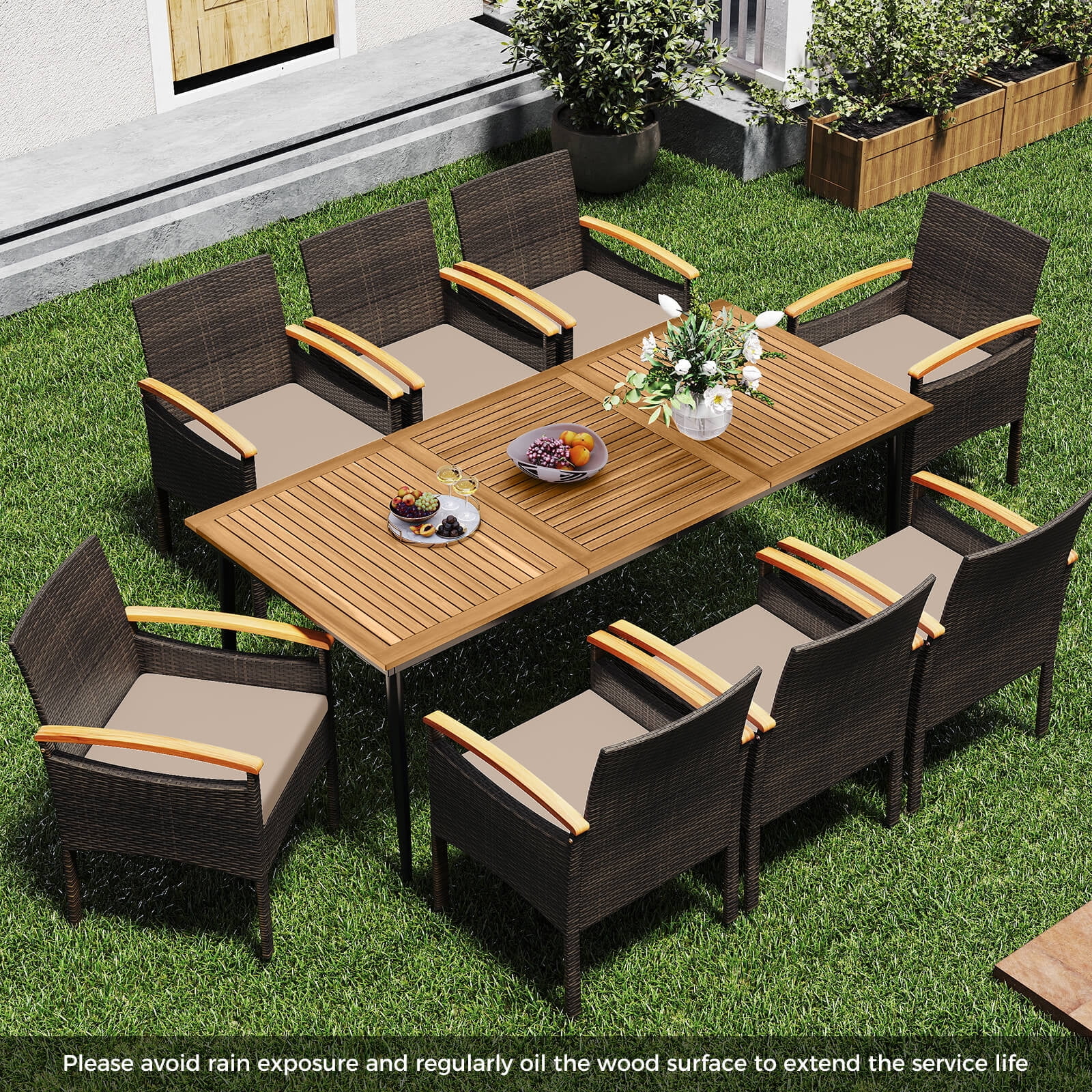 Click here for Costway 9 Pcs Patio Pe Wicker Dining Set With Cush... prices