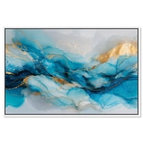 Ethereal Blue and Gold Canvas Abstract Wall Art by Art Remedy, White ...
