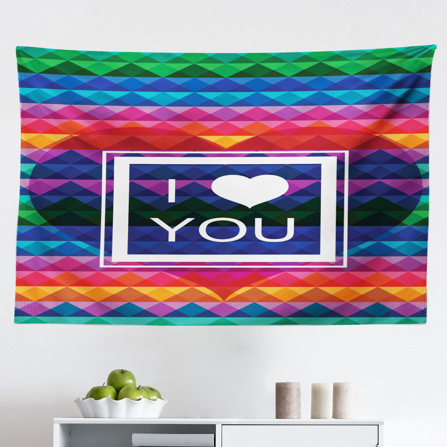 Vintage Rainbow Tapestry, Old TV with Raining Clouds on Antennas ...