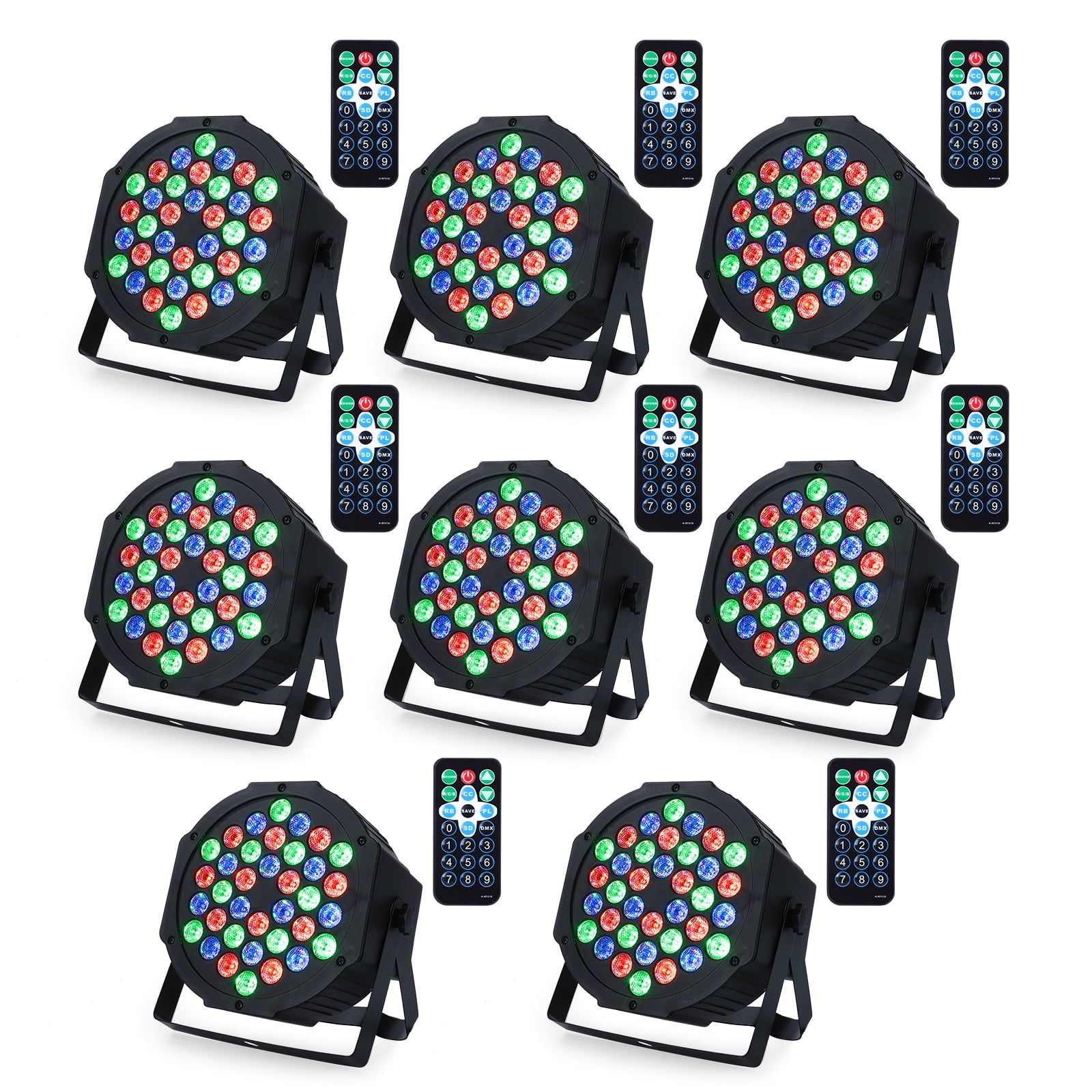 Simzone 8 Pack Party Stage Lights with Sound Activated Remote Control ...
