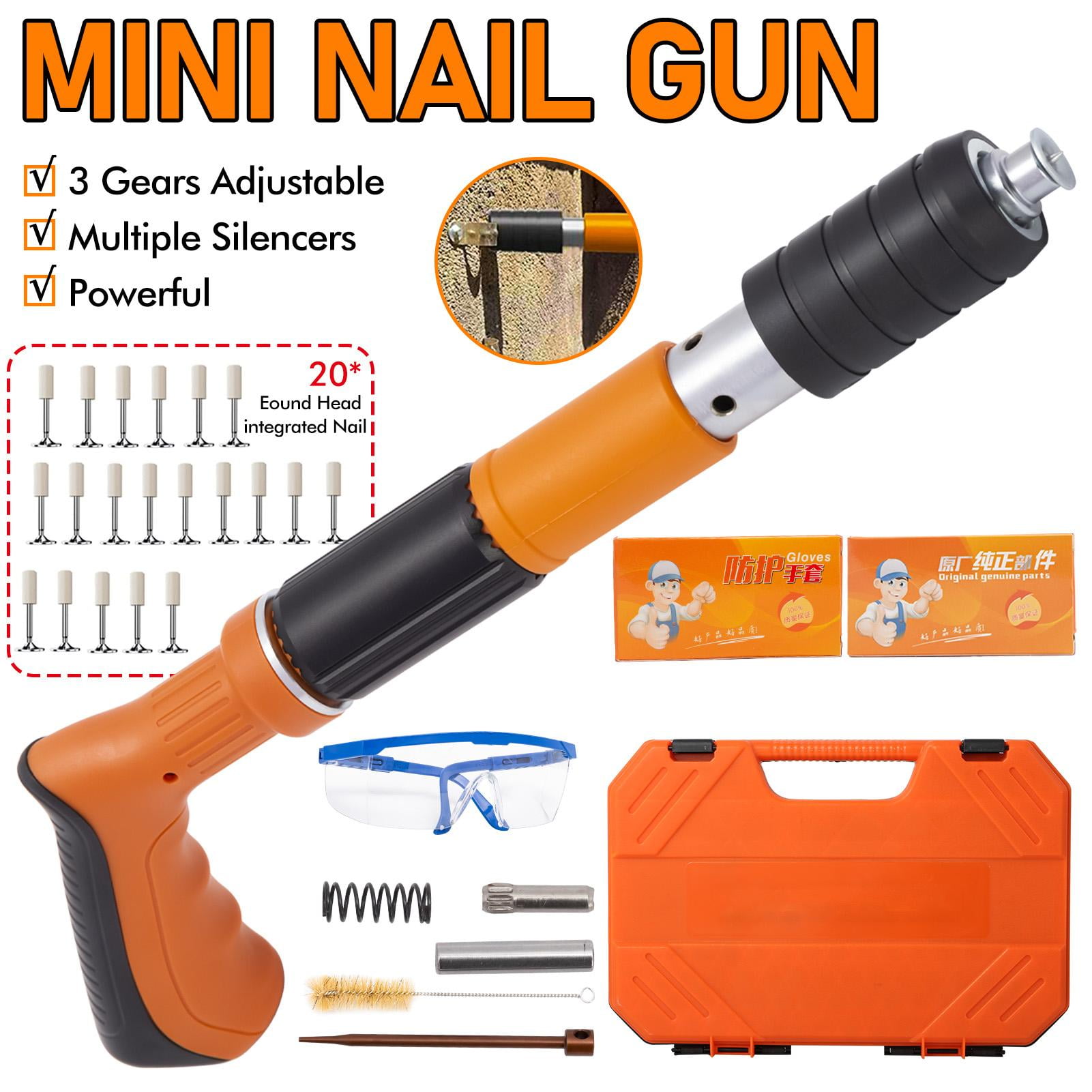 Ticfox Mini Mechanical 3 gear power Steel Nails Guns Rivet Tool Brick ...