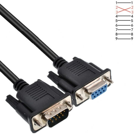 DB9 RS232 Serial Cable Male to Female Extension Null Modem Cord Cross ...