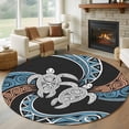 Abstract Turtles 5ft Round Rug for Dining Table for 4 People Under ...