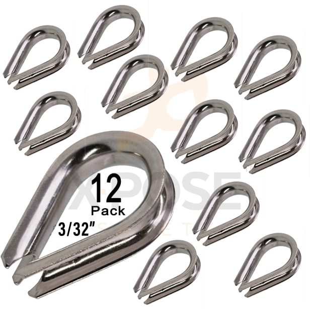 12 Pk Stainless Steel Thimbles for Wire Rope - 3/32 Inch - Marine ...