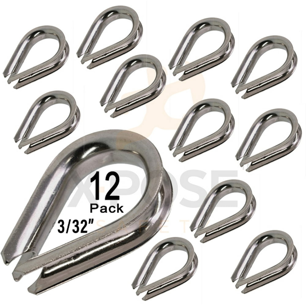 12 Pk Stainless Steel Thimbles for Wire Rope - 3/32 Inch - Marine ...