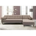 Allora Modern Velvet/Wood Right Sectional Sofa with Gold Legs in Taupe - Walmart.com