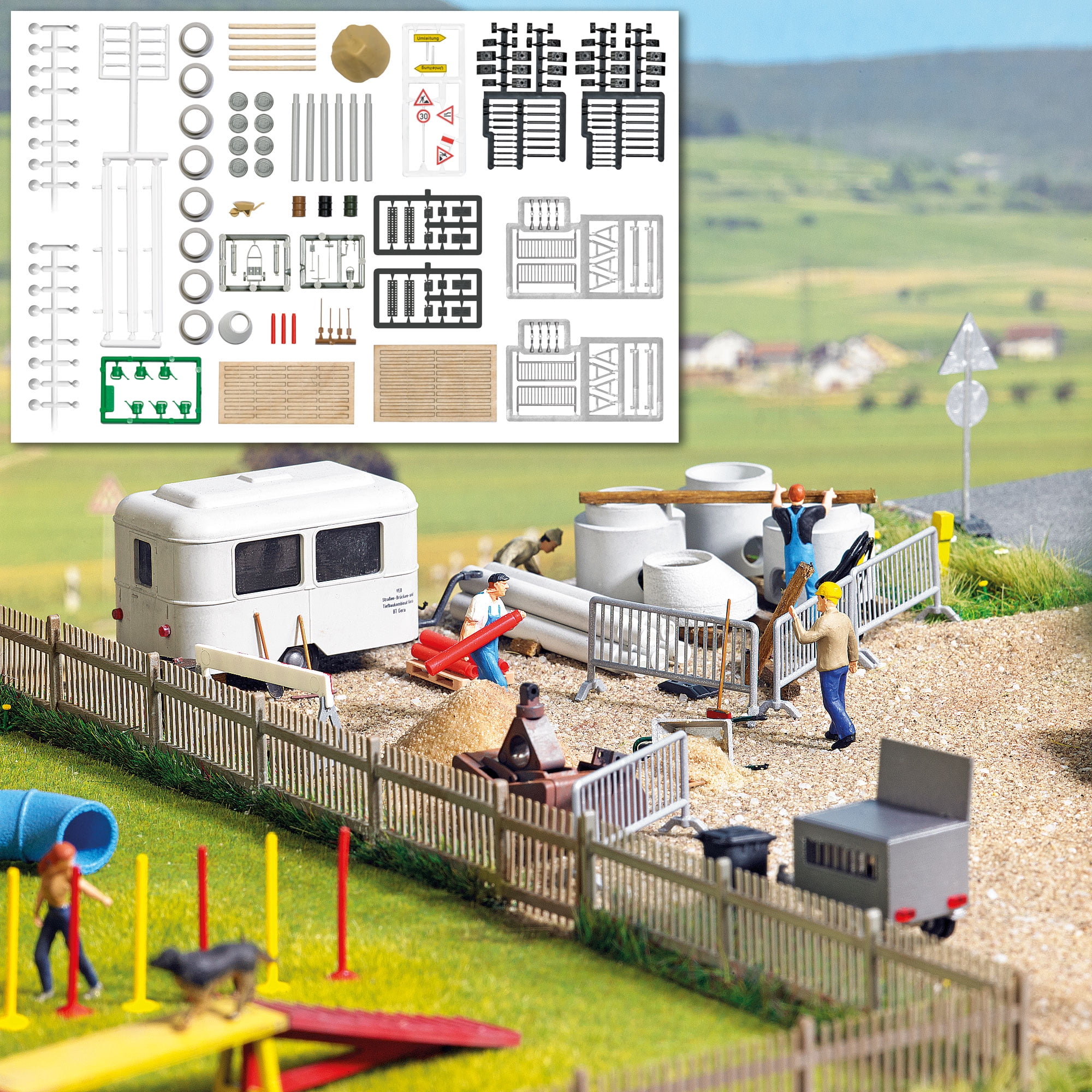 Busch HO Scale Road Consruction Scene Detail Set (Unassembled Kit ...