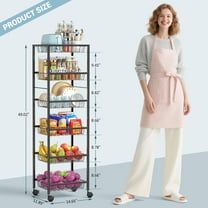 5 Tier Square Rotating Kitchen Storage Shelf, Metal Fruit Vegetable ...