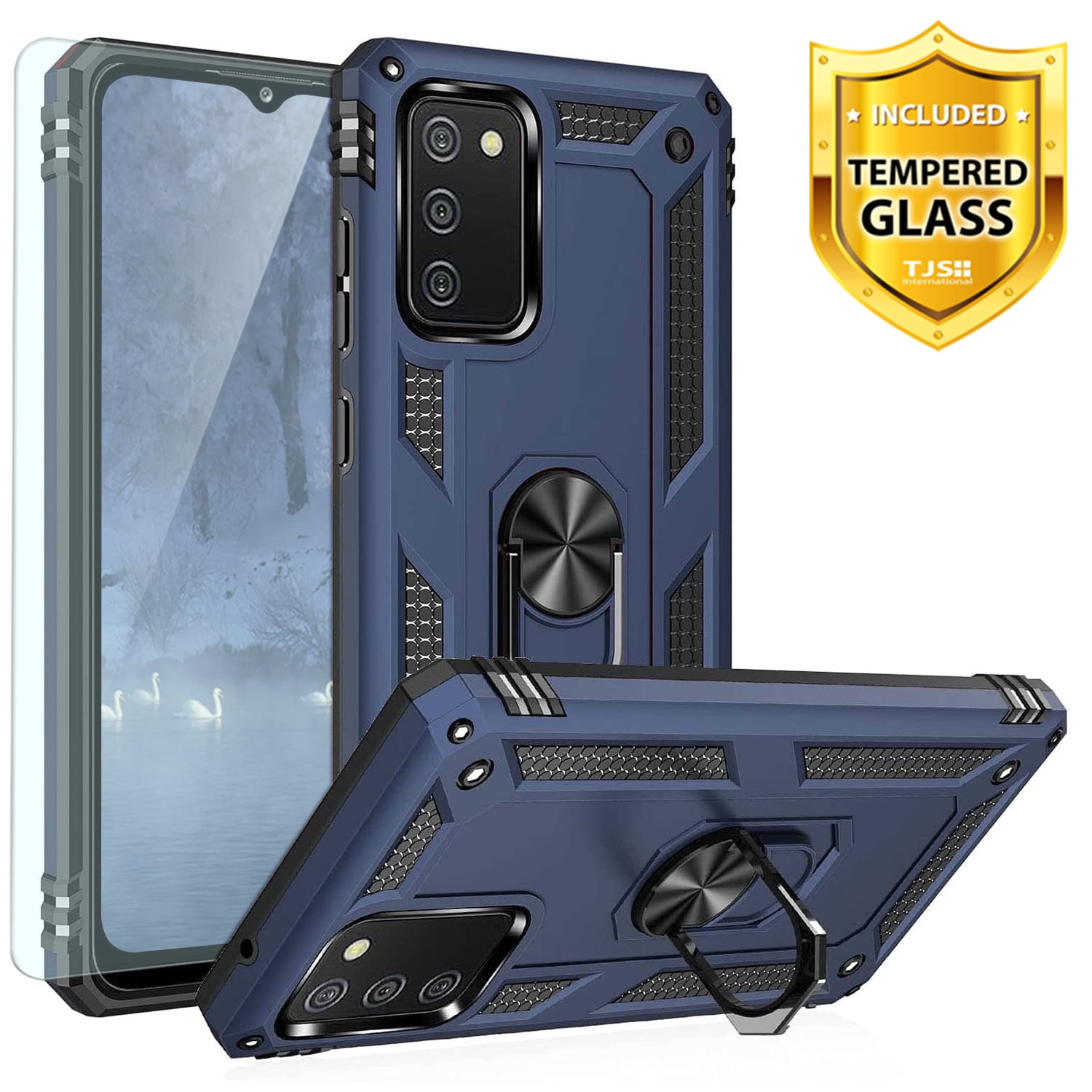 TJS for Samsung Galaxy A02S Phone Case, with Tempered Glass Screen ...