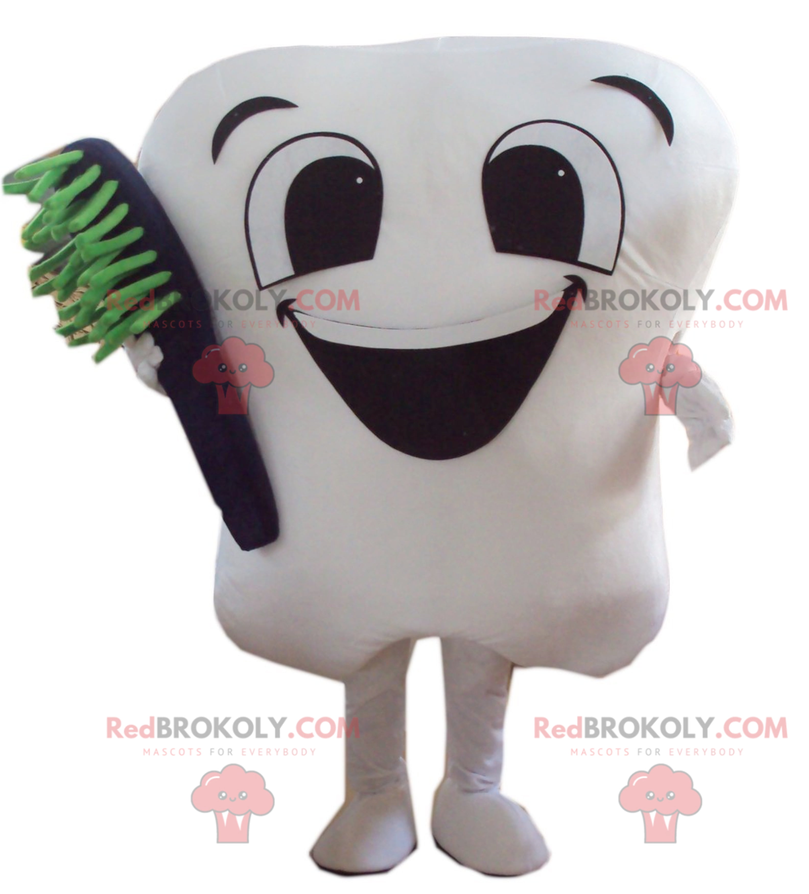 Giant white tooth REDBROKOLY mascot with a toothbrush - Walmart.com