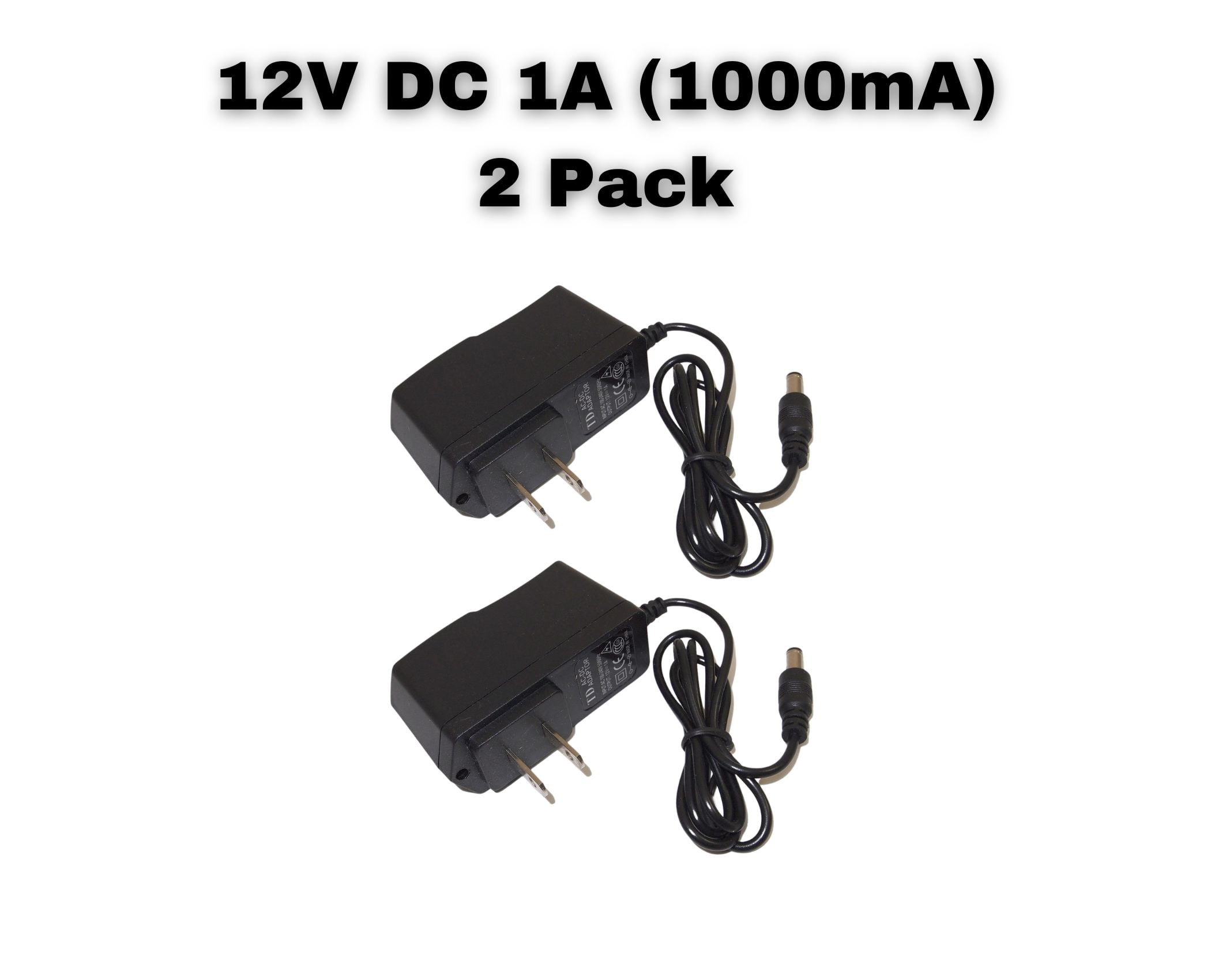Evertech 12V DC 1 Amp Power Supply Adapter with 2.1mm x 5.5mm DC Plug ...